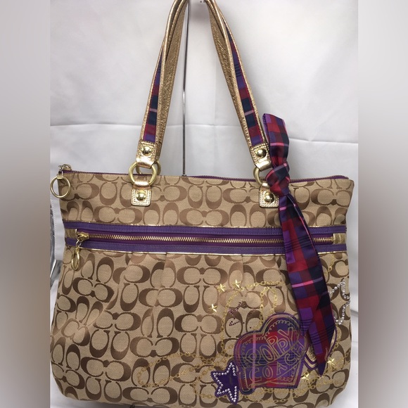 Coach | Bags | Coach Poppy Tartan Plaid Glam Shoulder Handbag Tote ...